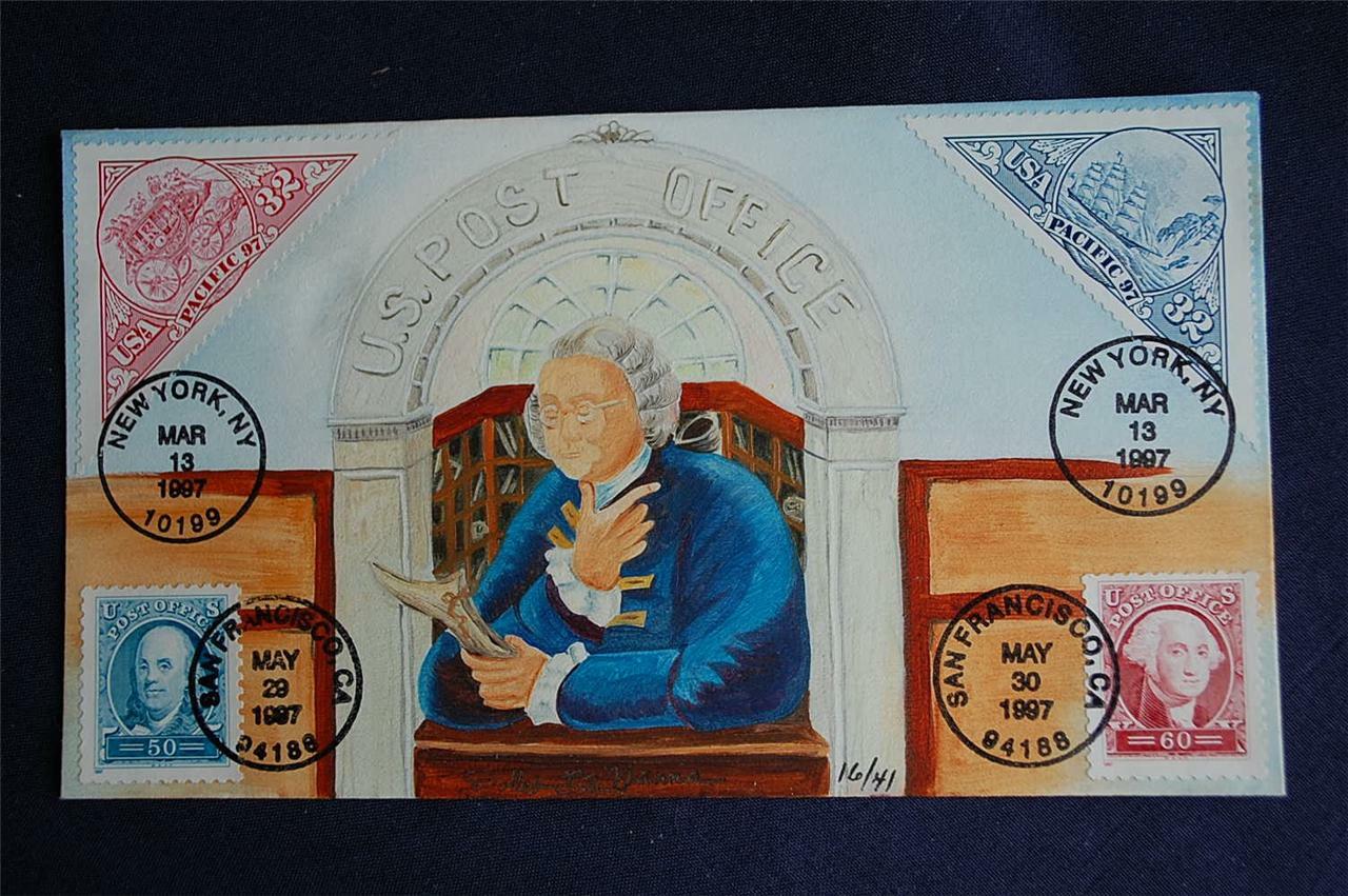 Pacific 97' Triangle Franklin & Washington Stamps FDC Olde-Well HP S ...