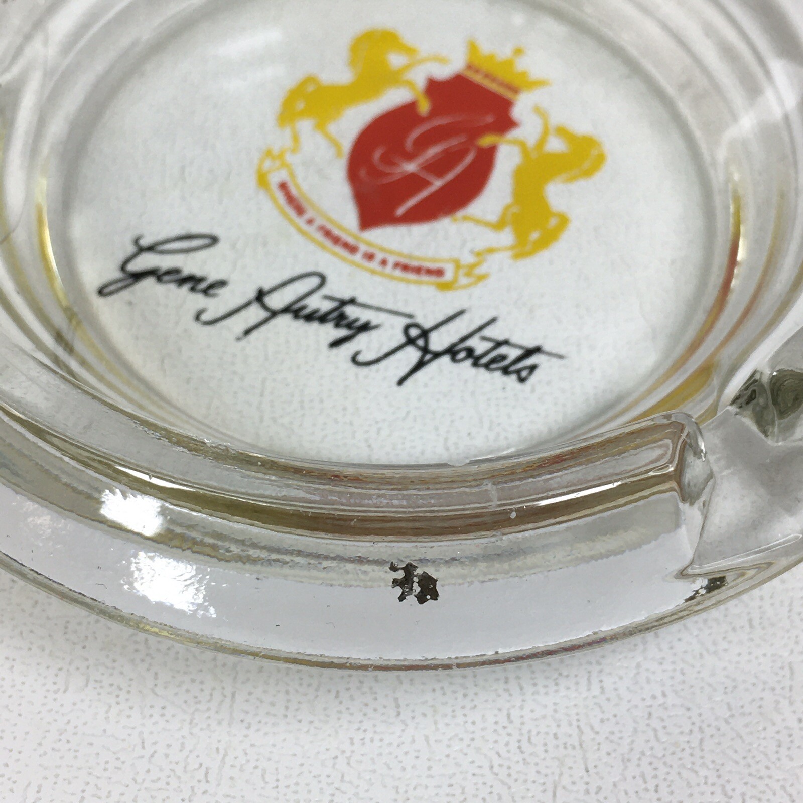 Vintage GENE AUTRY HOTELS Glass Ashtray Advertisement - Horses *Read | eBay