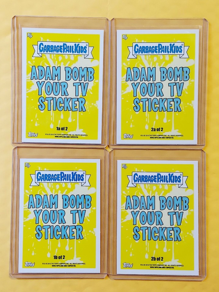 SET of 4: GPK ADAM BOMB YOUR TV STICKER 2016 PRIME SLIME TRASHY ...