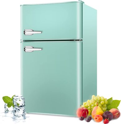 3.2 Cu.ft Compact Refrigerator Double Door Mini Fridge with Top Door ...