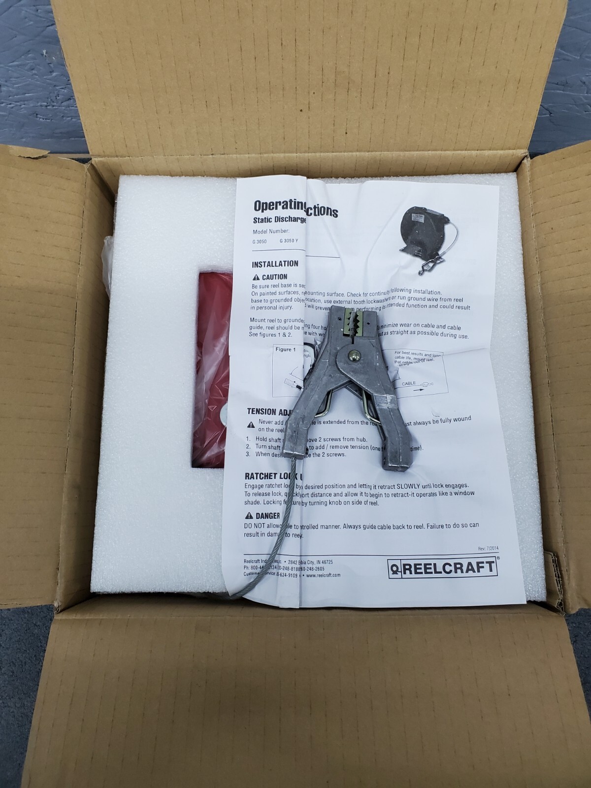 Reelcraft G-3050-N - 50ft. Static Discharge Self Retract Bonding Reel ...
