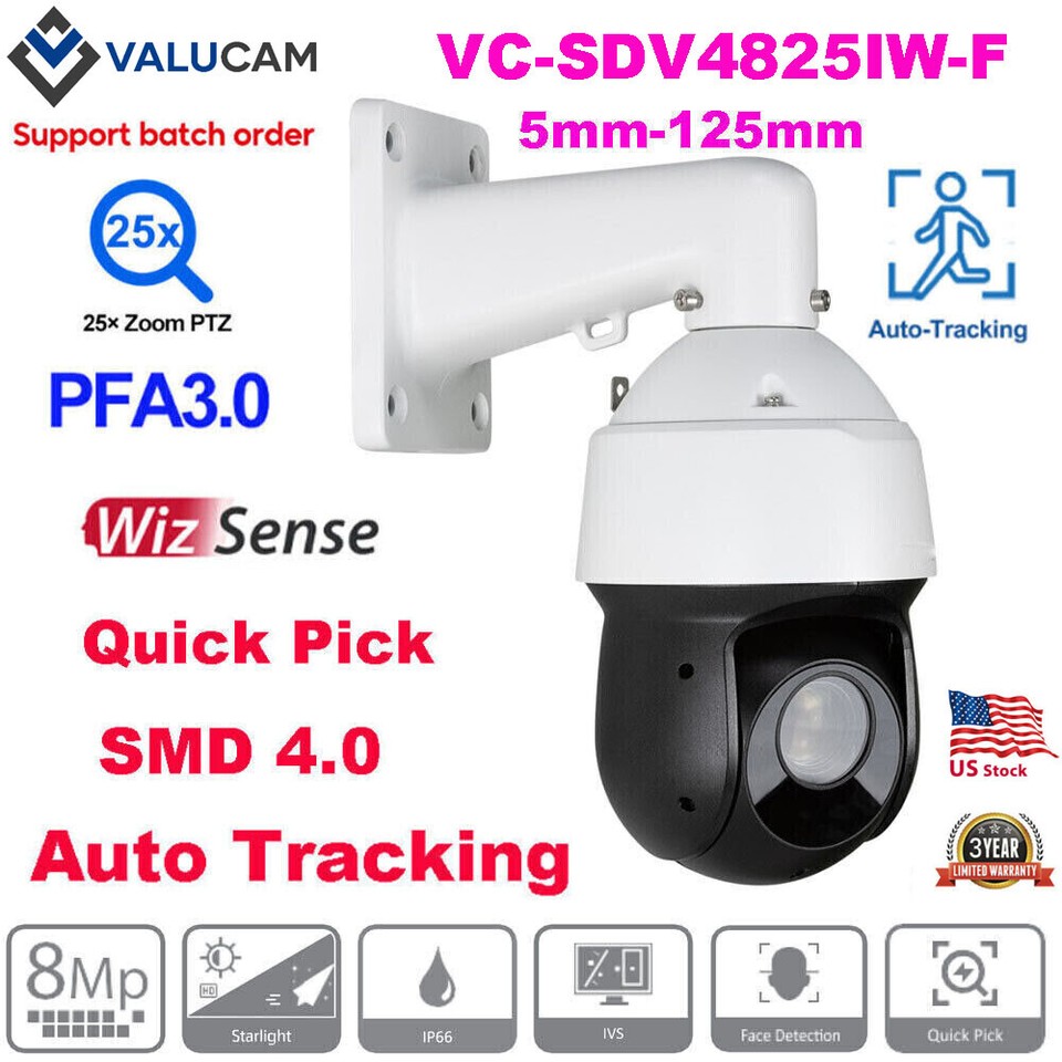 Auto Tracking VALUCAM VC-SDV4825IW-F 4K 25x ZOOM PTZ IP Camera 5-125mm ...