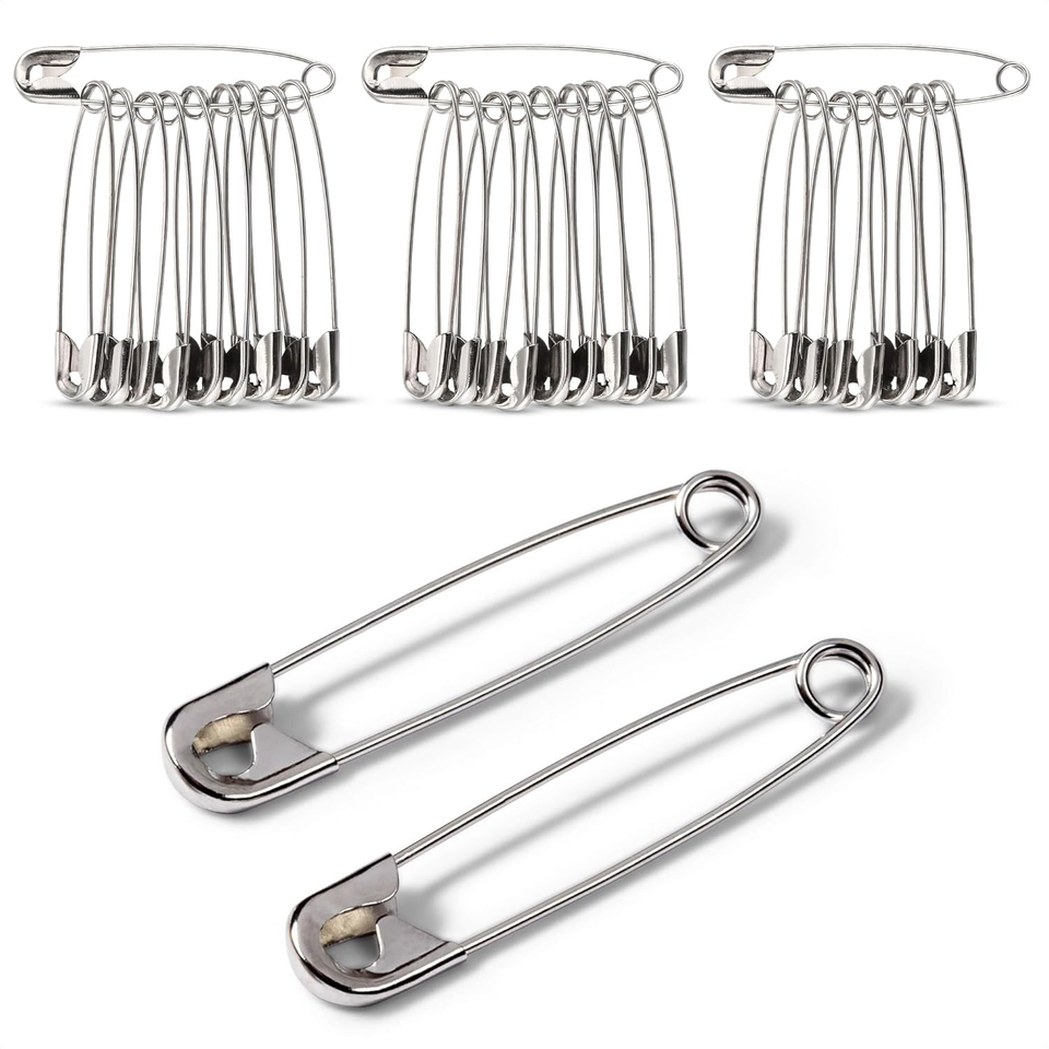 30 Pack Extra Large Safety Pins 3 Inch - Safety Pins for Sewing ...
