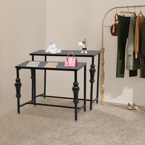 2PCS Black Industrial Retail Display Tables Standing Clothing Shoes ...