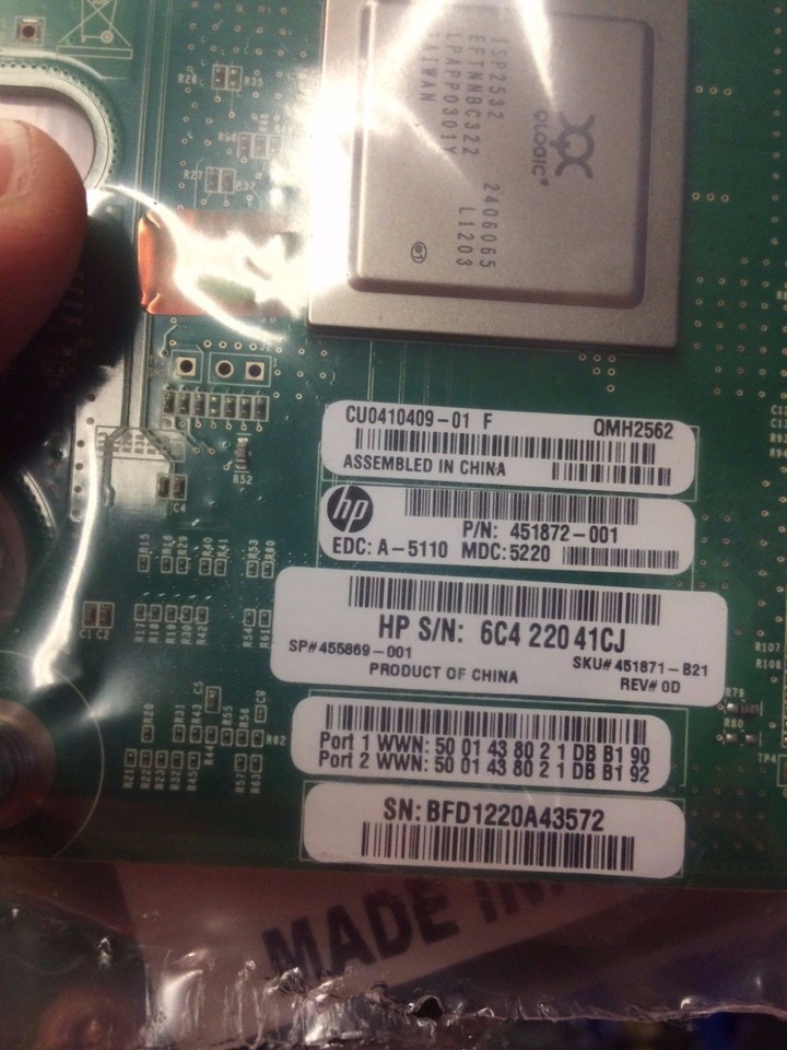 Lot (5) HP BLc QLogic QMH2562 8GB FC HBA 451871-B21 455869-001 | eBay