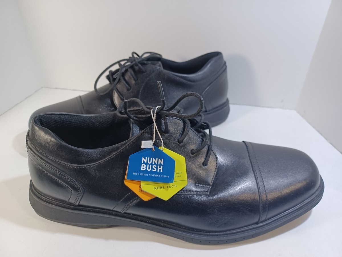 Nunn Bush Men's KORE PRO Oxford Cap Toe Dress Shoes Black ( Size