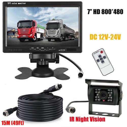 Truck Caravan Bus 4 Pin Heavy Duty Backup Camera 7" Rear View Monitor ...