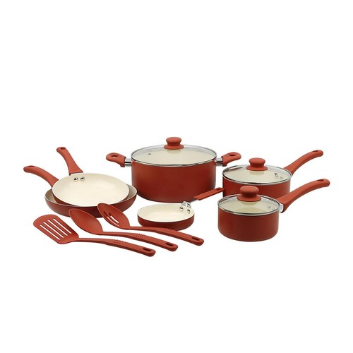 Nonstick Cookware Set 12 Pcs Kitchen Ceramic Pots + Pans + Lids ...