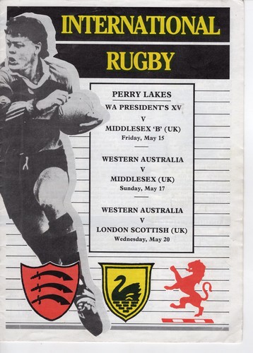 Rugby Union Programme WA vs Middlesex & London Scottish Perry Lakes ...