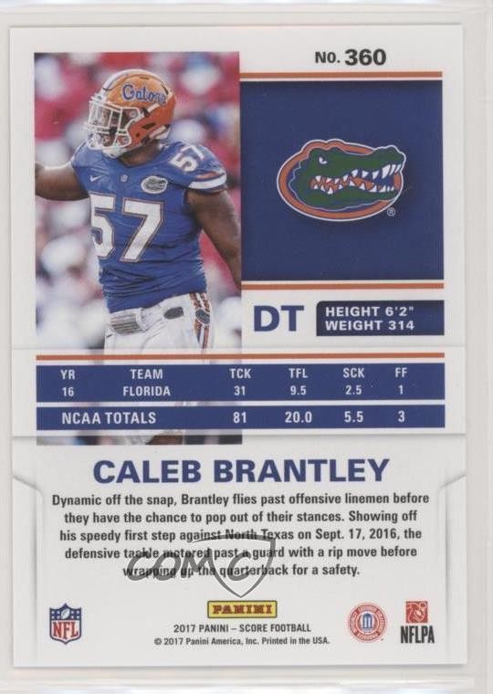 2017 Score Rookies Red Zone /20 Caleb Brantley #360 Rookie RC | eBay