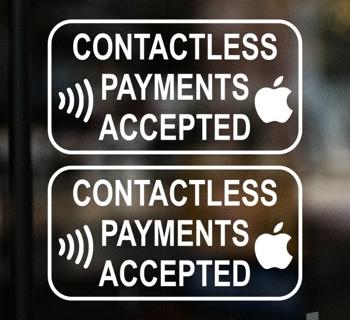 2 x Small CONTACTLESS PAYMENTS ACCEPTED Stickers Taxi Vinyl Sign Bus ...