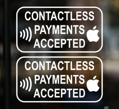 2 x Small CONTACTLESS PAYMENTS ACCEPTED Stickers Taxi Vinyl Sign Bus ...