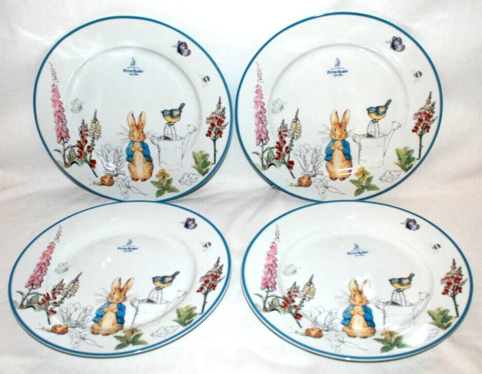 Beatrix Potter Peter Rabbit Dinner Plates 10.5" Porcelain Set of Four ...
