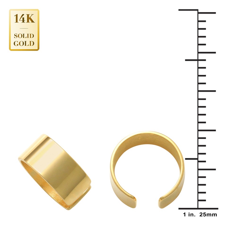 14K REAL Solid Gold Extra Wide Bold Thick Minimalist Ear Cuff Ring ...