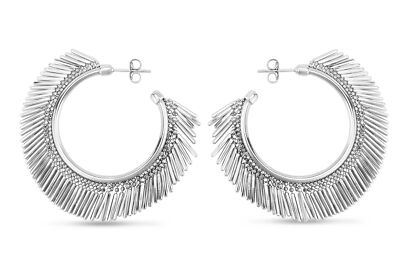 Sterling Silver Fringe C Hoops with Push Back Clasp. Earring Fine ...