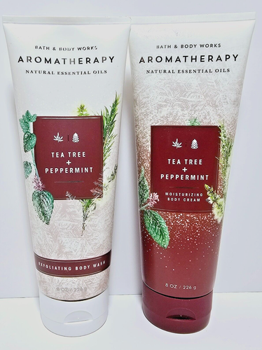 TEA TREE PEPPERMINT Bath Body Works Body Exfoliating Wash 8oz Cream 8oz ...