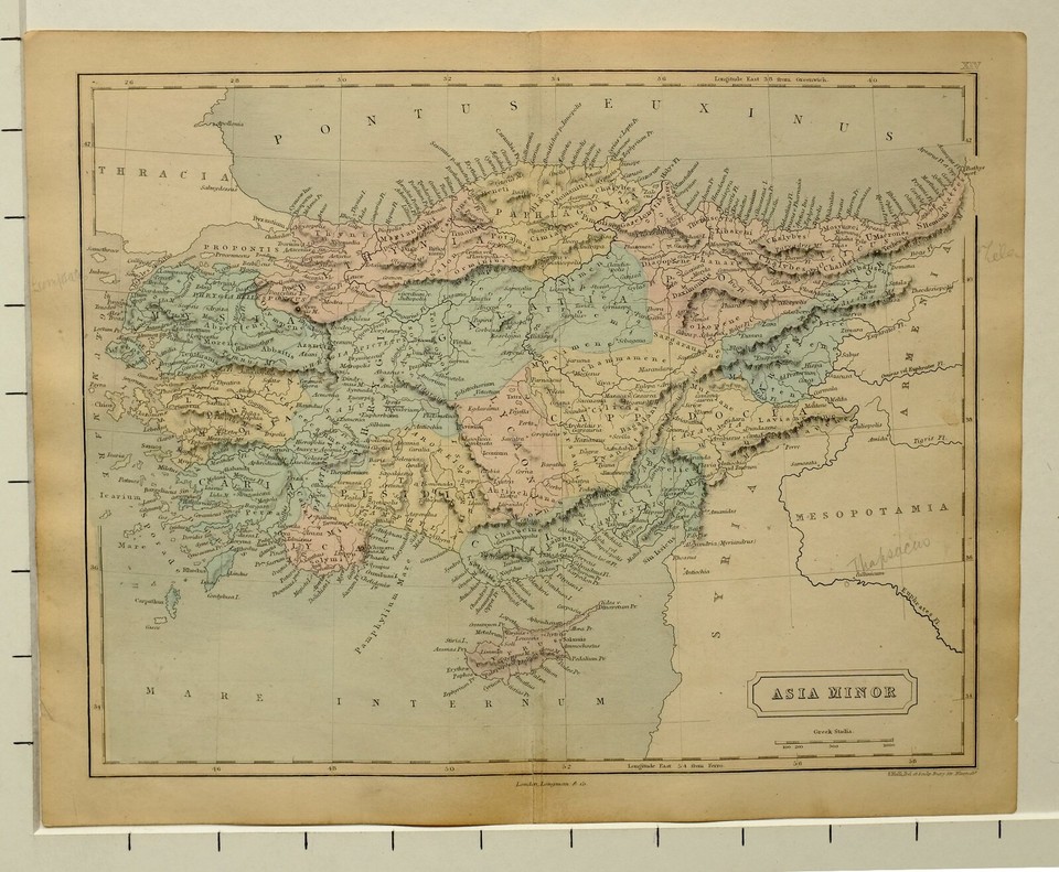 1873 HAND COLOURED ANCIENT MAP ASIA MINOR CYPRUS LYCIA CARIA BITHYNIA ...