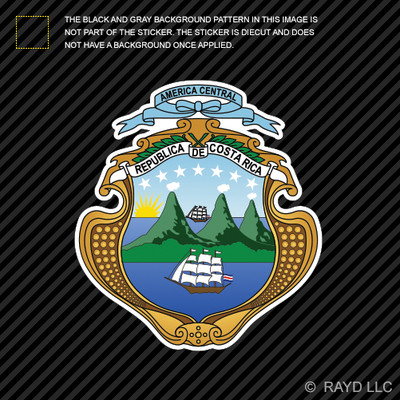 Costa Rican Coat of Arms Sticker Decal Self Adhesive Vinyl Costa Rica ...