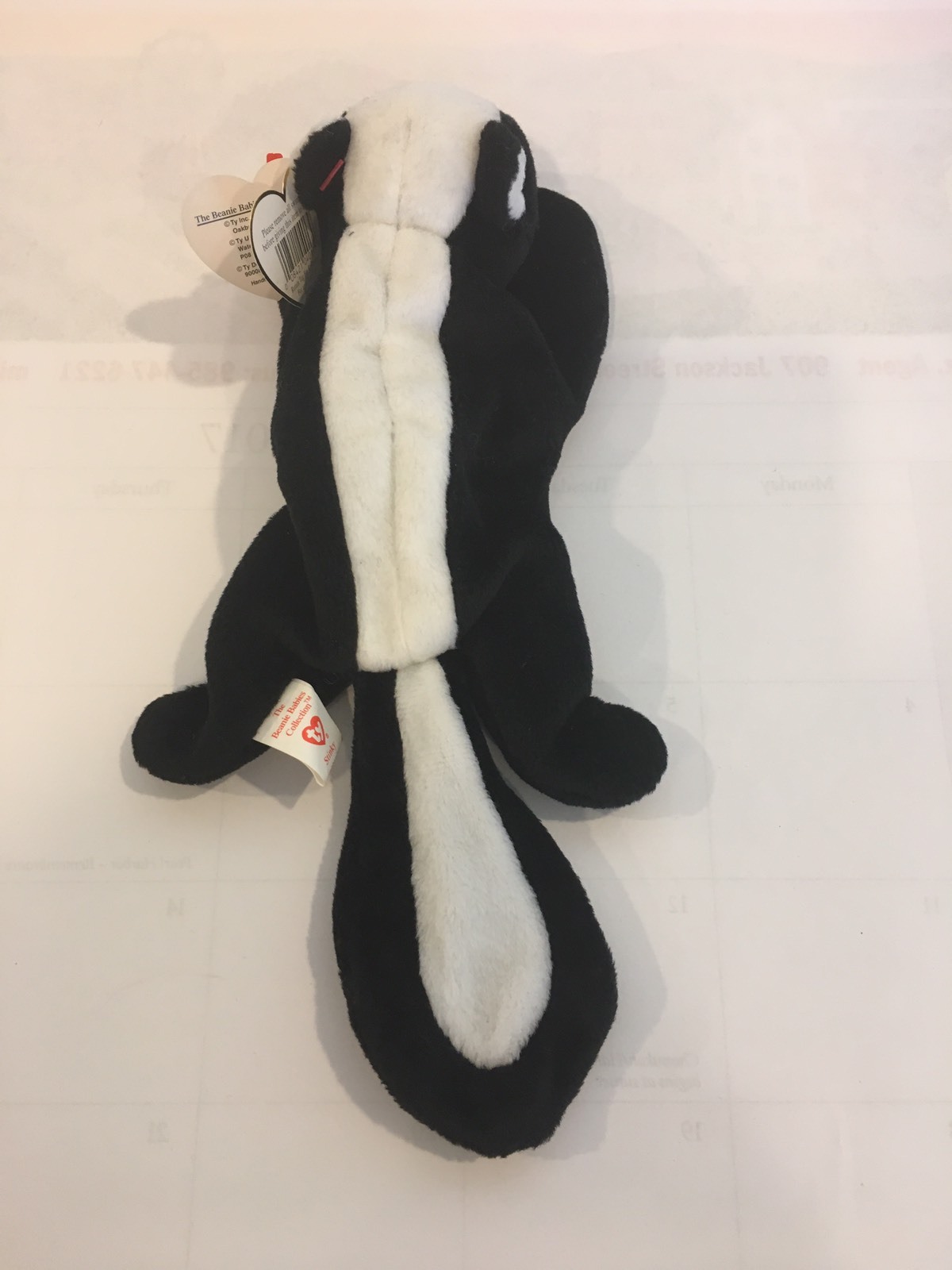 Stinky The Skunk Ty Beanie Baby Style 4017. Rare, P.V.C. Pellets and ...