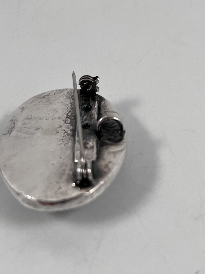 VINTAGE SIGNED LIV ART NOUVEAU STERLING SILVER LADY PENDANT PIN BROOCH ...