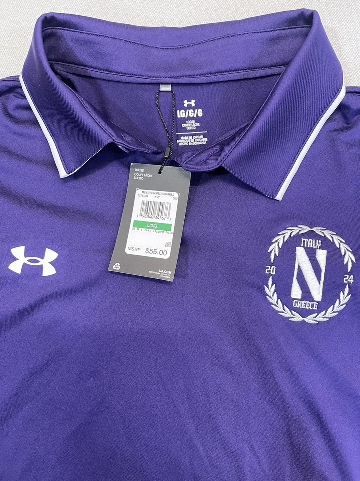 Under Armour Mens Team Tipped Polo Apparel Large Purple (Italy/Greece ...