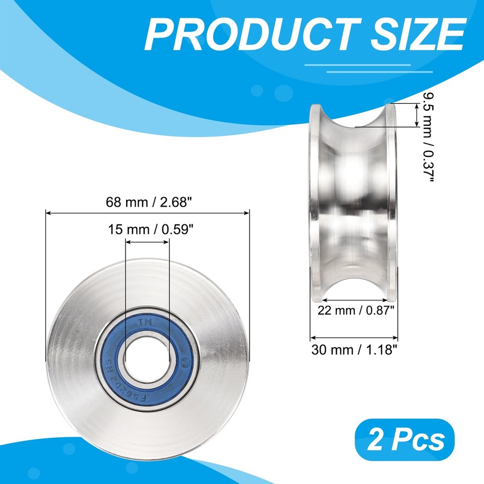 2pcs Sliding Gate Rollers 2.68" 304 Stainless Steel U Groove Slide ...