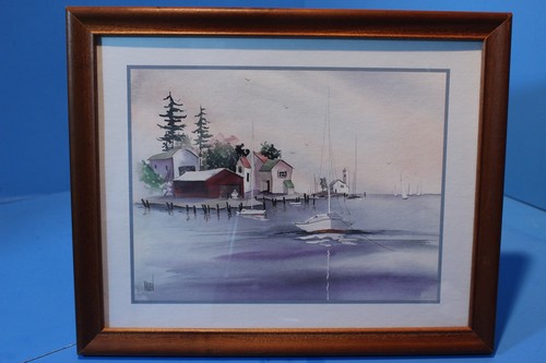 Beautiful Watercolor Painting by Madden, "Boats in Harbor" Artwork ...