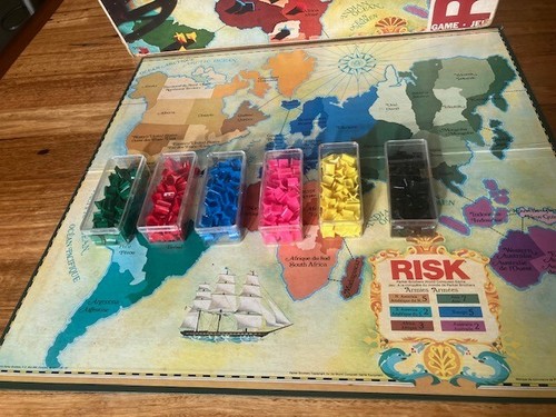 Risk Game Pieces ~ all 6 original colours- Red Blue Grey Black Green ...