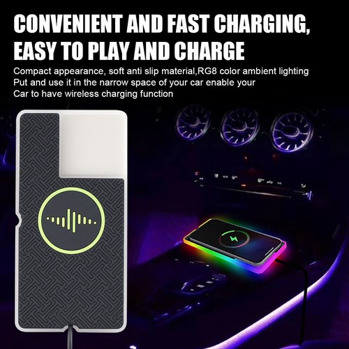 15W Car Wireless Charger Fast Charging Pad Mat with Light For Samsung ...