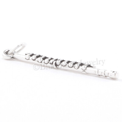 FLUTE Charm Pendant Music School Band Music Instrument STERLING SILVER ...