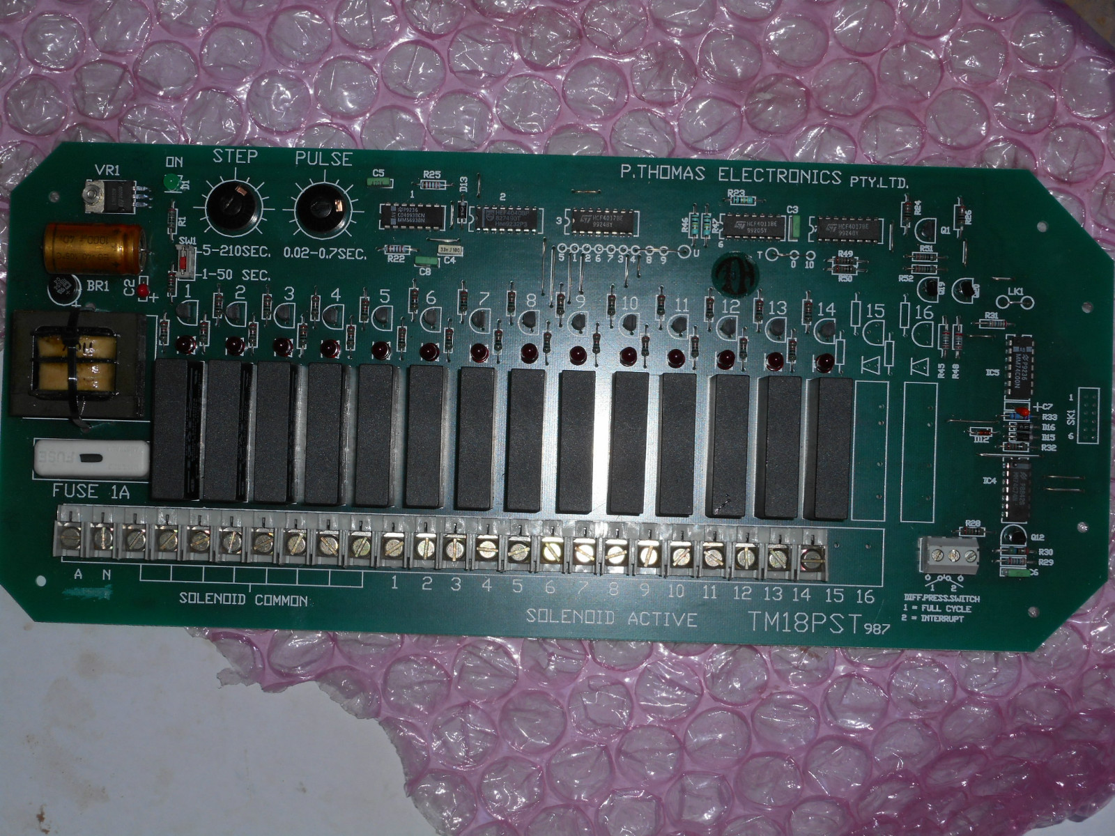 P.THOMAS ELECTRONICS PTY.LTD TM18PST 987 SOLENOID CIRCUIT BOARD (PCB ...