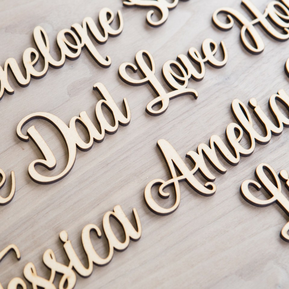 Personalised Script Child's Names & Words Wedding Wooden Names MDF Art ...