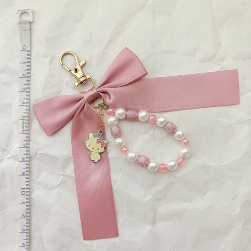 Charmy Kitty Ribbon Charm Pink Rhinestones Vintage Collectible | eBay