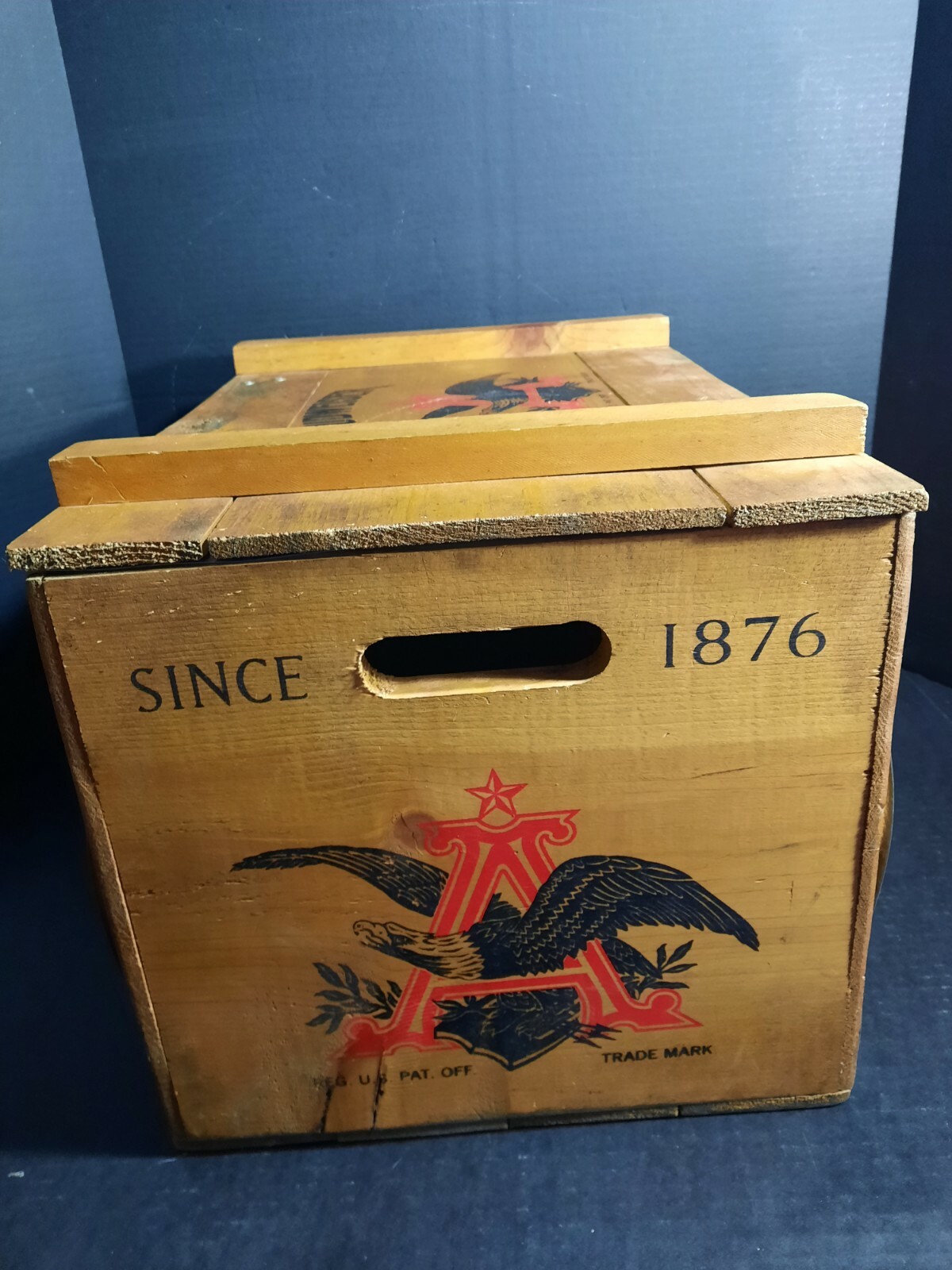 Budweiser Wood Beer Crate or Case Hinged Lid Anheuser-Busch Super Clean ...
