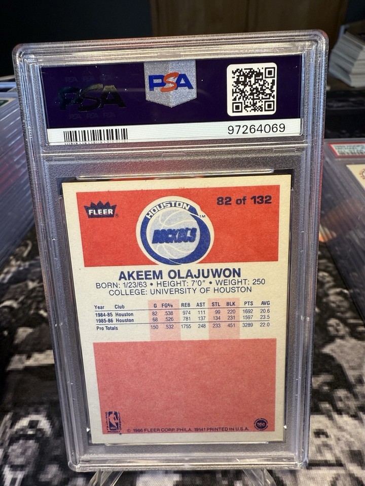 1986 Fleer Hakeem Akeem Olajuwon #82 PSA 6 EXMT Rookie Card | eBay