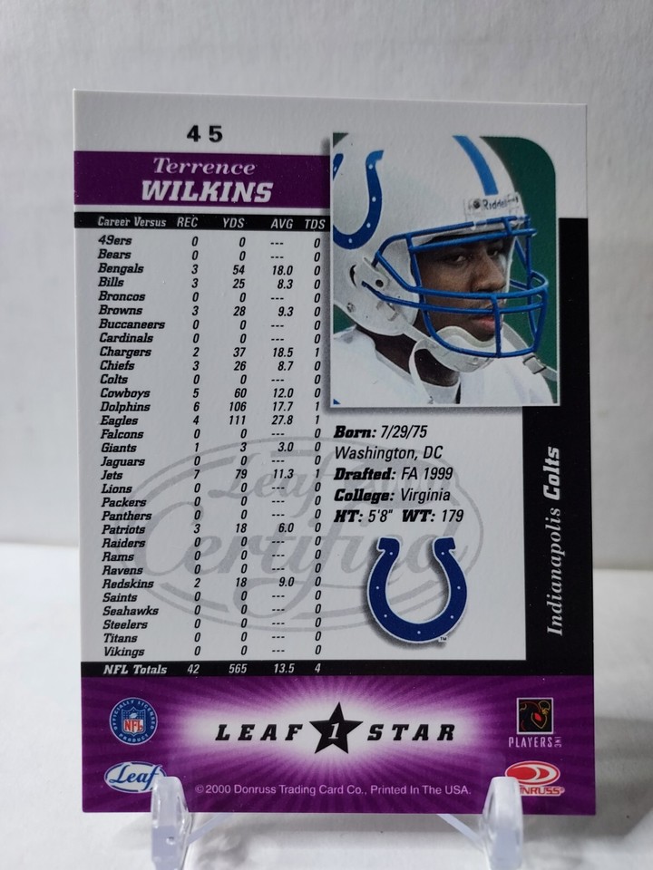 2000 Leaf Certified Football #45 Terrence Wilkins Indianapolis Colts | eBay