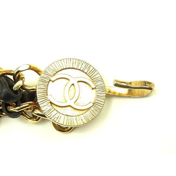 CHANEL BELT AUTH Coco chain CC Gold Medal Coin 91cm Vintage Leather ...