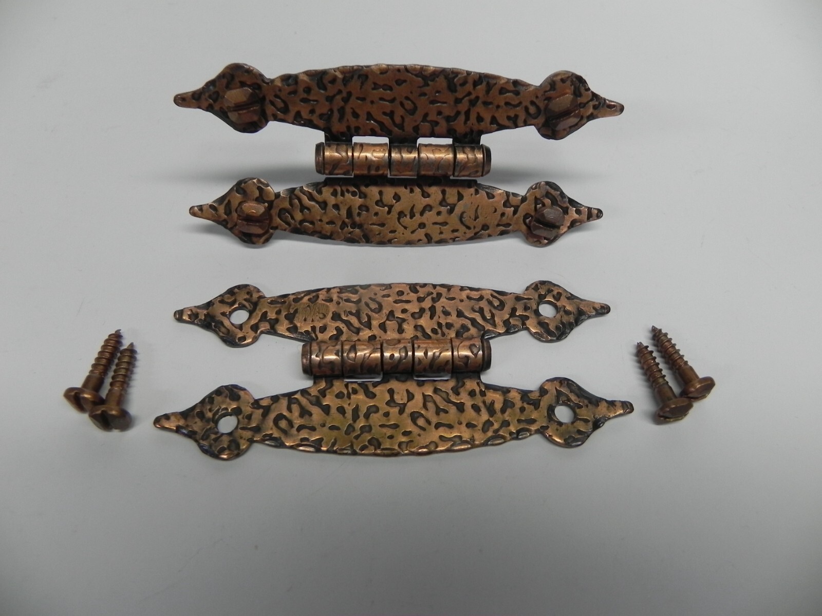 2 Pair Antique Copper Flush Mount Cabinet Door Hinges 3 1/2" Vintage | eBay