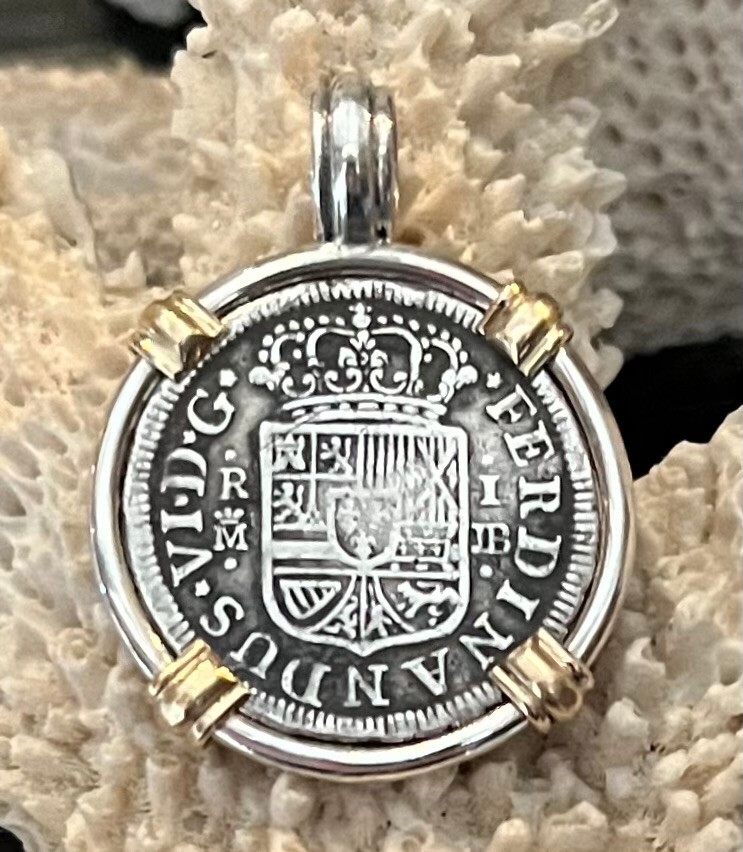Pirate Coin Treasure Piece of Eight Spanish Authentic 1R set SS/14K ...