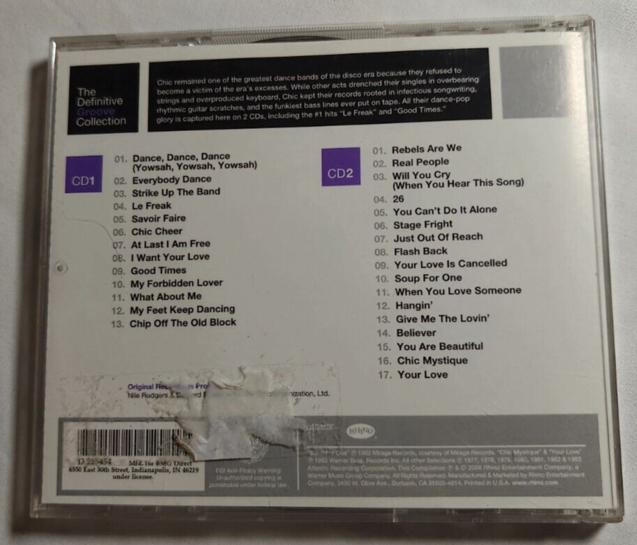 Chic: The Definitive Groove Collection (CD2, 2006) disc 2 only | eBay