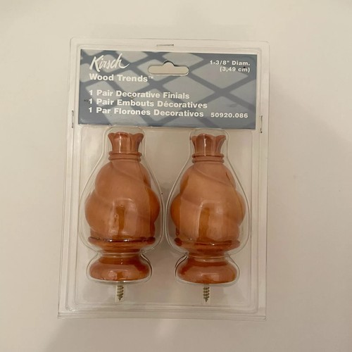 Kirsch Wood Finials for 1 3/8" Diameter Pole -1 Pair Warm Oak K17 | eBay