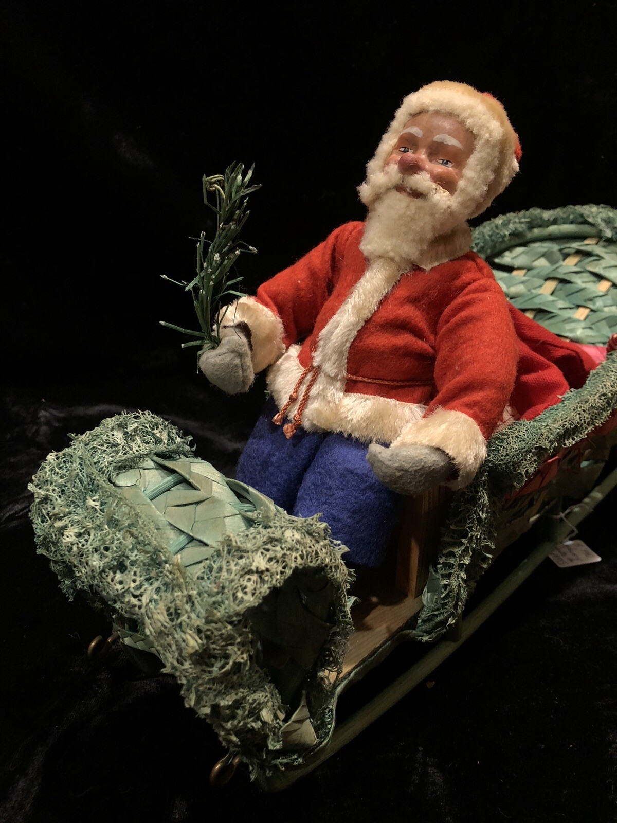 LARGE STORE DISPLAY Antique German Santa Claus in Loofah and Christmas ...