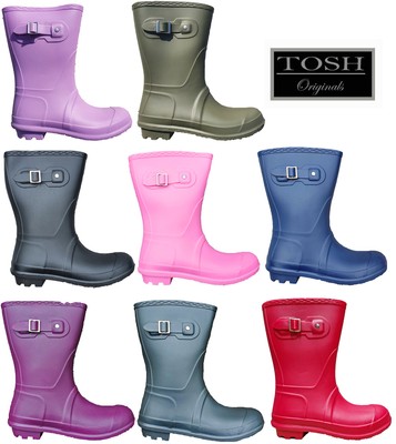 Womens Short Calf Wellies PVC Waterproof Ladies Festival Rain Boots UK3 ...