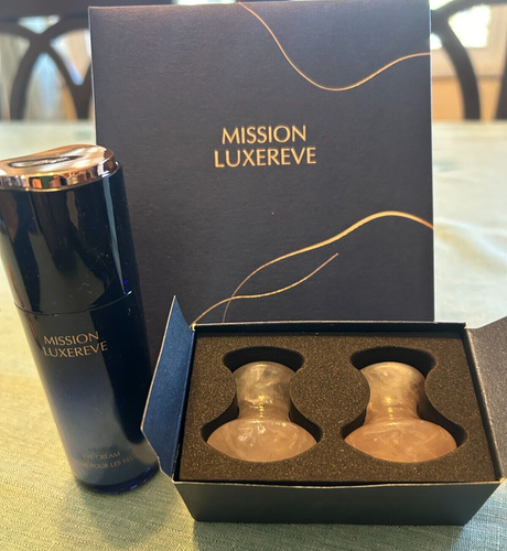 AVON Mission Luxereve Eye Cream Set With 2 Rose Quartz Eye Massagers ...