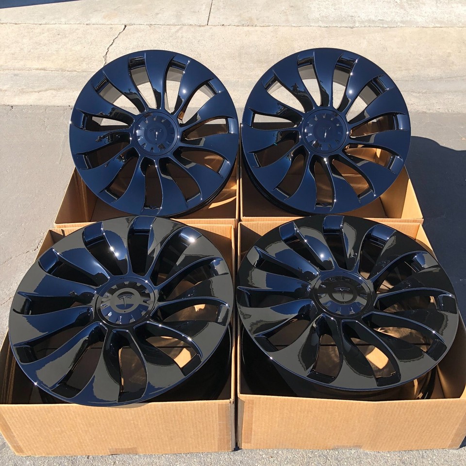 21" OEM FACTORY ORIGINAL RIMS TESLA MODEL Y UBERTURBINE GLOSS BLACK ...