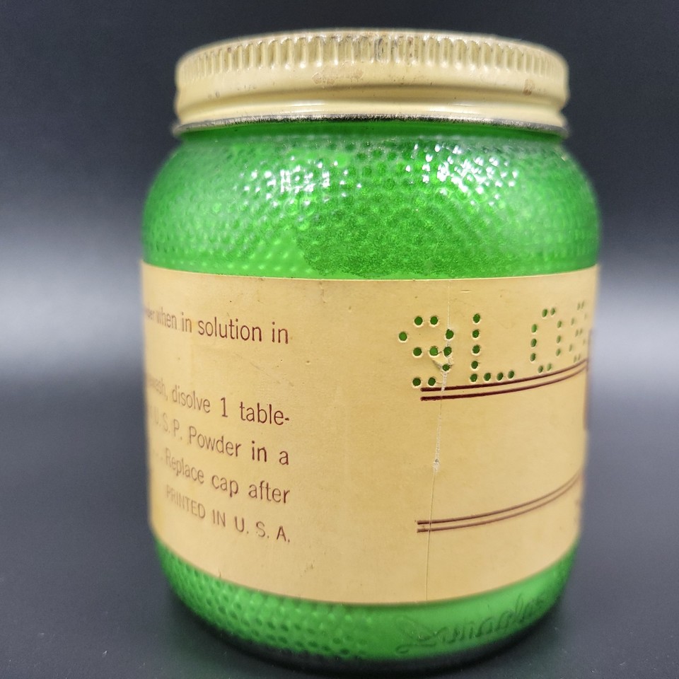 McKesson Boric Acid USP Powder 4oz Green Glass Jar Bottle Label ...
