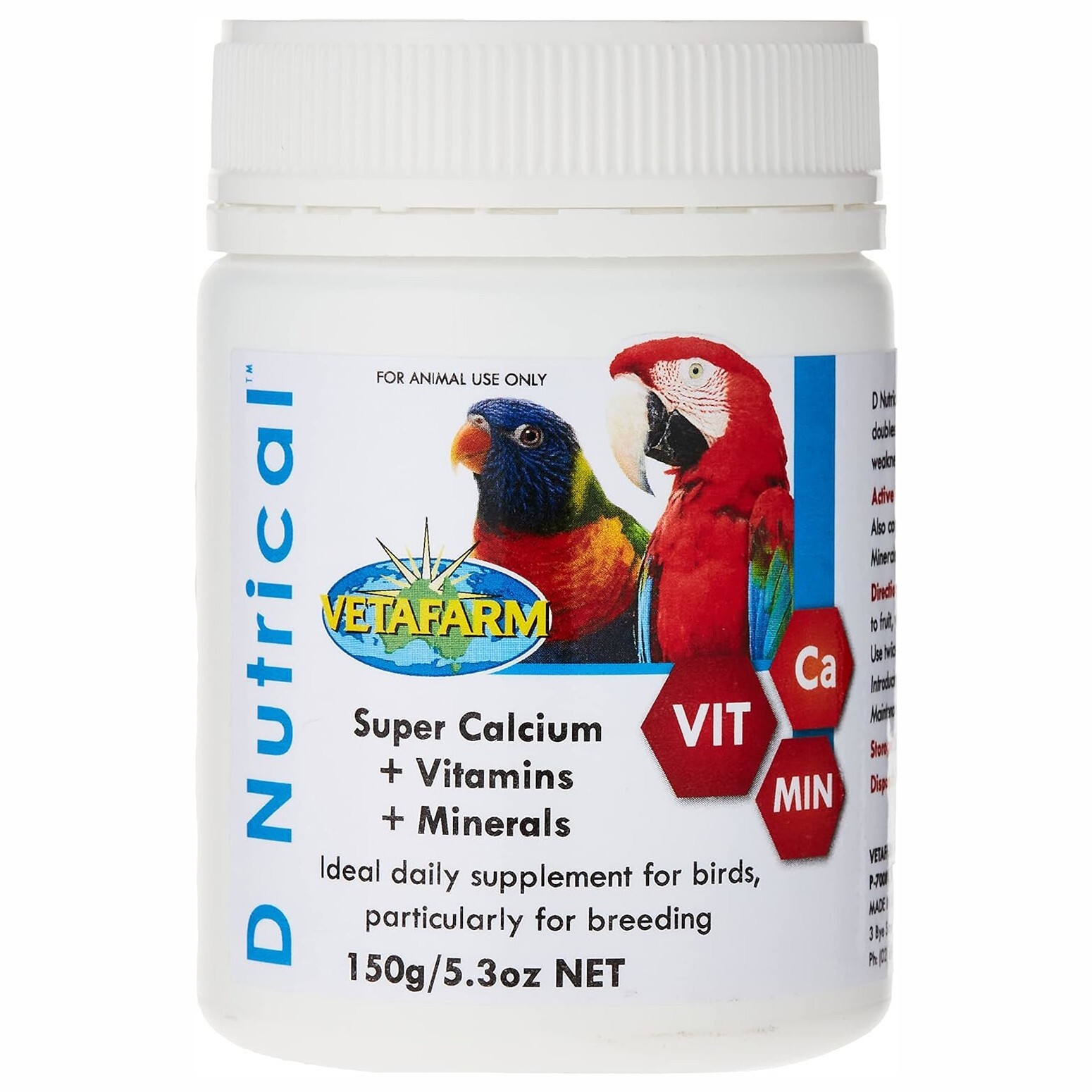 Vetafarm D'Nutrical Daily Supplement for Birds with Calcium & Vitamins ...