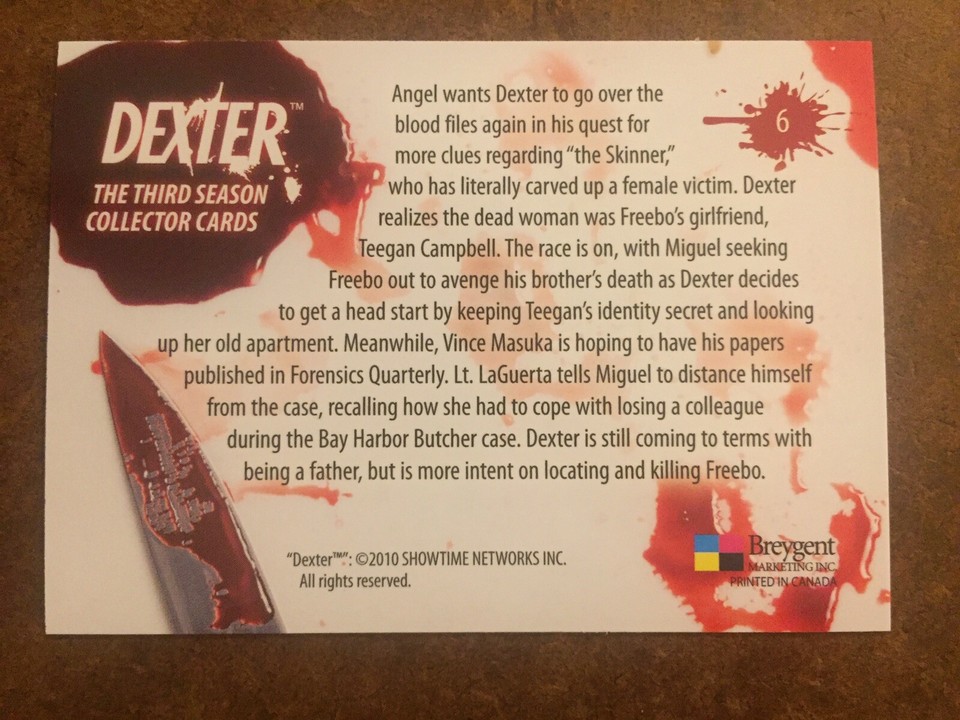 Dexter 6 Dexter Third Season Trading Card S 3 | eBay