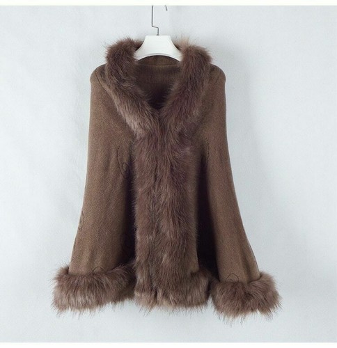 Winter Women Fur Coat Cape Autumn Winter Faux Fur Cape Coat Warm ...