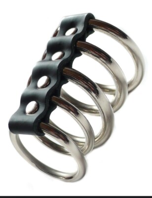 Leather 5 Gates of Hell Cock Ring Cage Chastity CBT Metal Steel | eBay